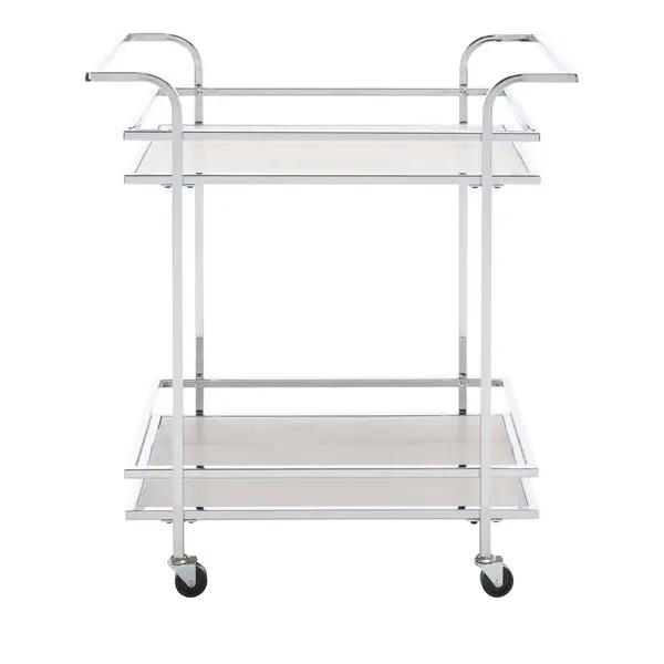 SAFAVIEH Lameris 2 Tier Chrome Bar Cart With Handles