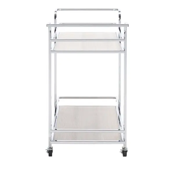 SAFAVIEH Lameris 2 Tier Chrome Bar Cart With Handles