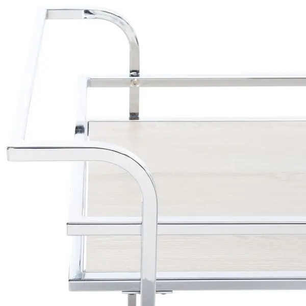 SAFAVIEH Lameris 2 Tier Chrome Bar Cart With Handles
