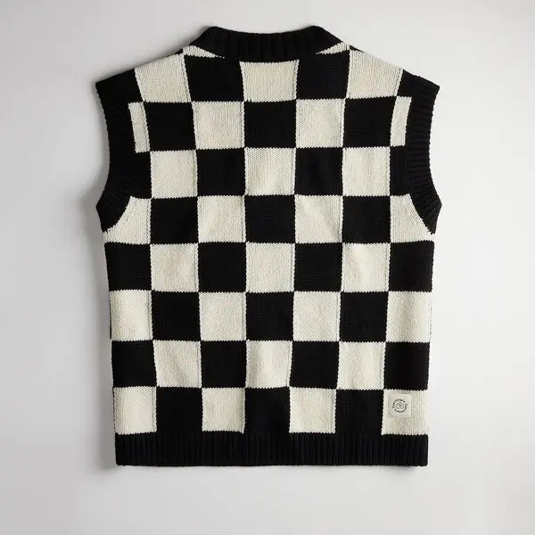 COACHTOPIA Checkerboard Pattern Sweater Vest - Black/cloud