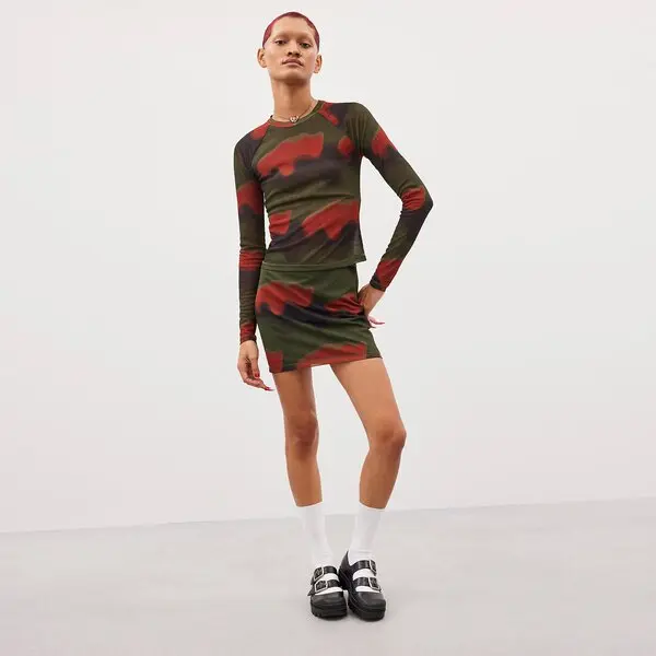 COACHTOPIA Mesh Mini Skirt With Wavy Print