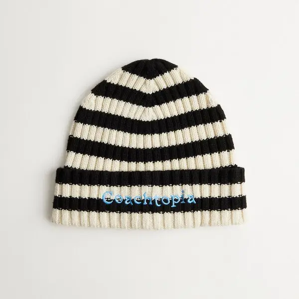 COACHTOPIA Beanie With Stripe Pattern - Black/cloud