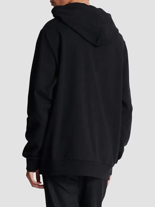 Balmain Logo Cotton Hoodie - Black