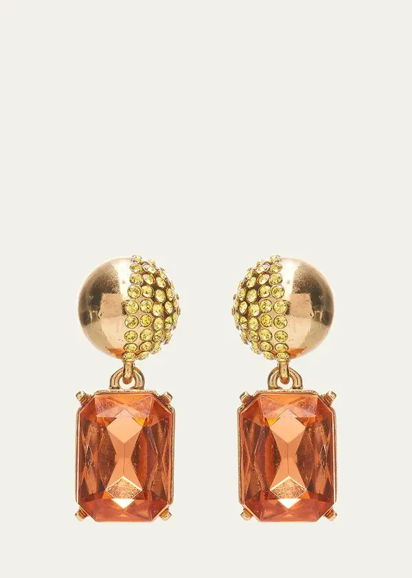 Oscar De La Renta Half Pave Crystal Drop Earrings - Rose