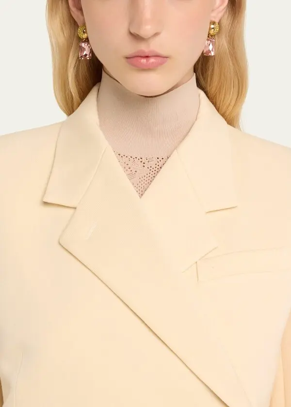 Oscar De La Renta Half Pave Crystal Drop Earrings