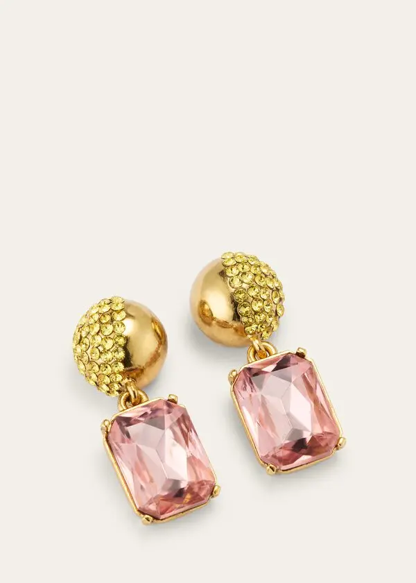 Oscar De La Renta Half Pave Crystal Drop Earrings