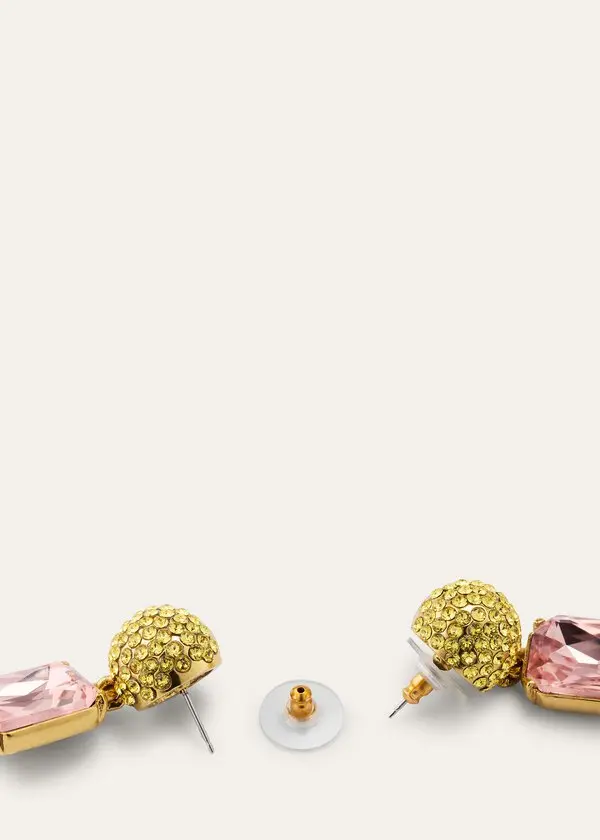 Oscar De La Renta Half Pave Crystal Drop Earrings