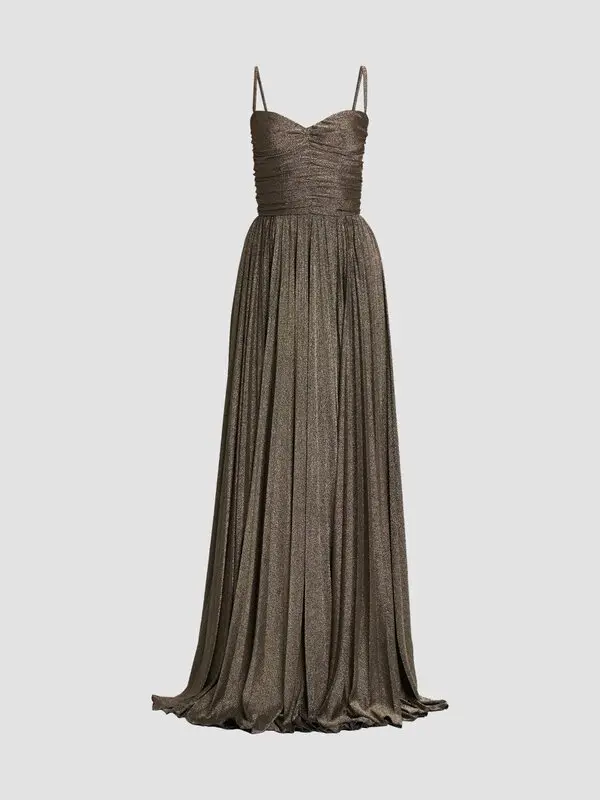 Dolce & Gabbana Metallic Ruched Pleated Gown