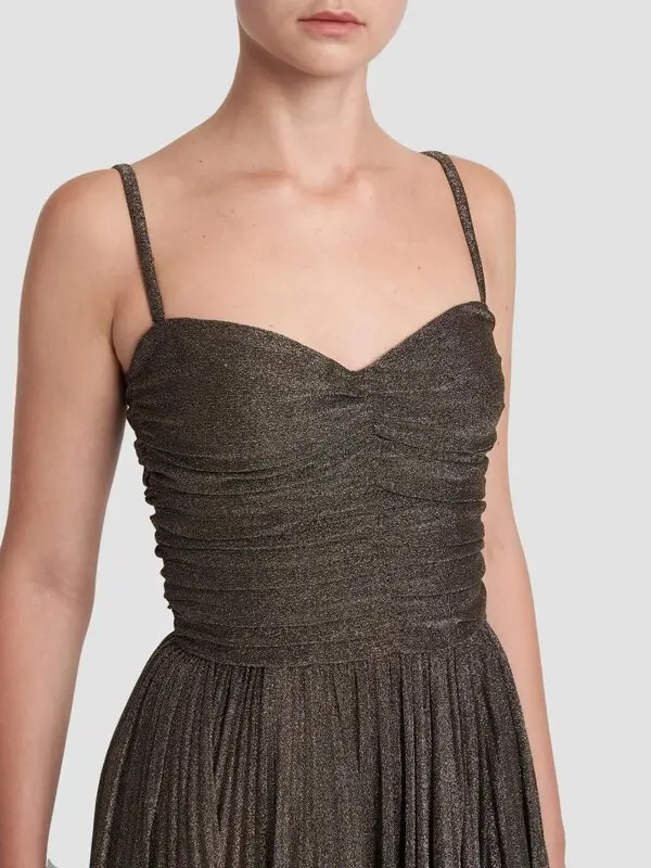 Dolce & Gabbana Metallic Ruched Pleated Gown