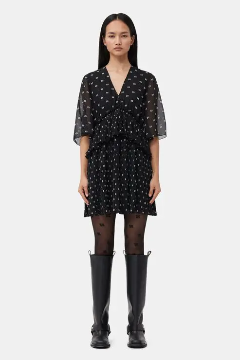 ganni printed georgette mini dress Ganni - Printed Georgette Mini Dress