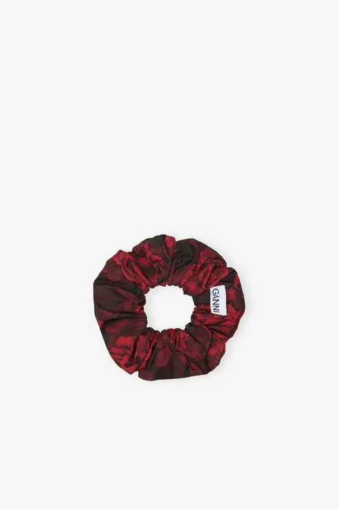 GANNI Red Botanical Jacquard Scrunchie