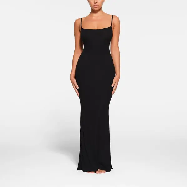 SKIMS Soft Lounge Petite Long Slip Dress - Onyx