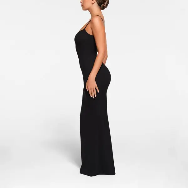 Skims Soft Lounge Ribbed Maxi Slip Dress - Onyx | Editorialist