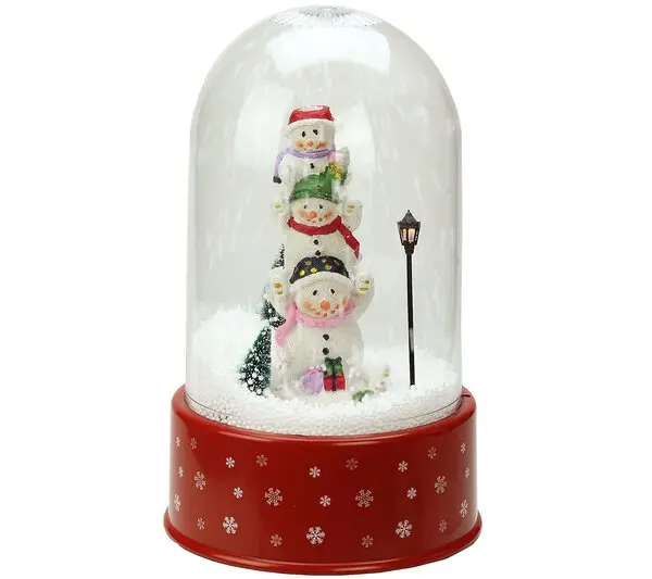 NORTHLIGHT Musical Stacked Snowmen Christmas Sn Ow Dome - One-color