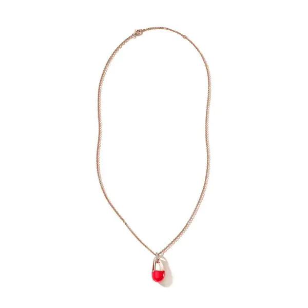 John Hardy Pebble Necklace, Rose Gold Diamonds - Silver