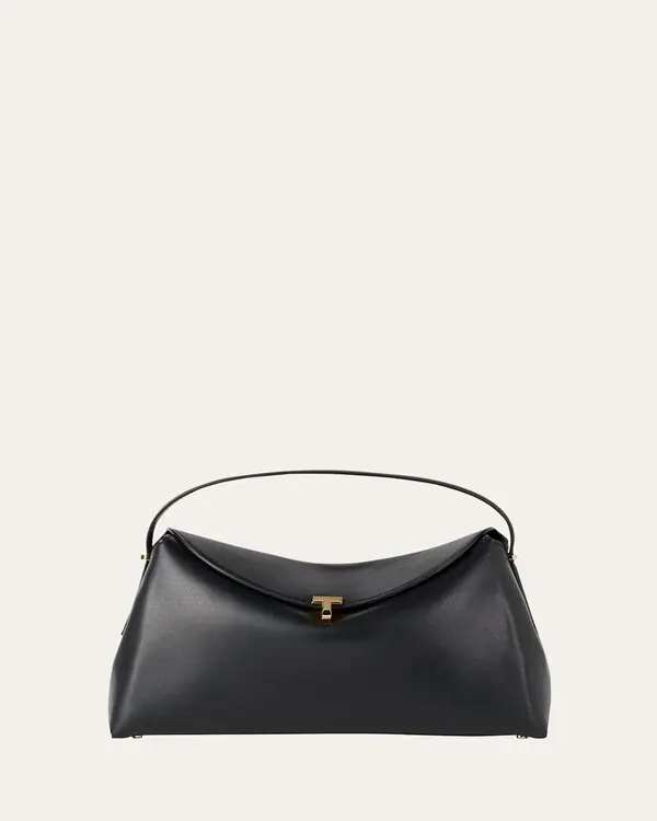 TOTEME T-lock Leather Clutch - Black
