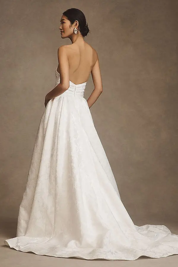 Watters Wtoo Phoebe Strapless Draped A-line Gown