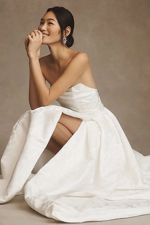 Watters Wtoo Phoebe Strapless Draped A-line Gown
