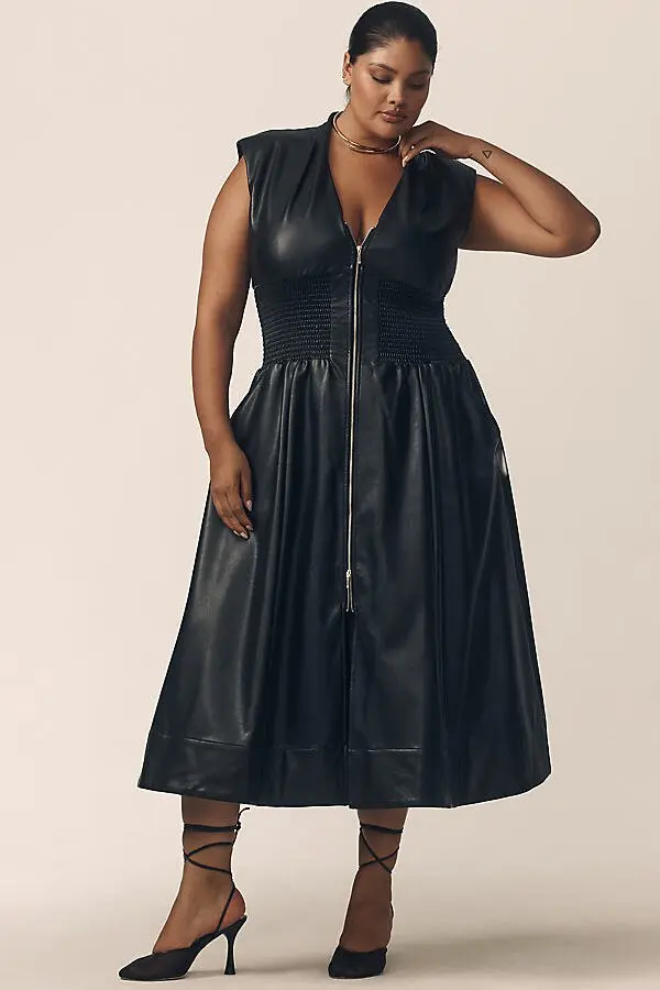 Anthropologie Faux-Leather Zip-Front Shirt Dress In Multicolor - 23% Off |  Editorialist