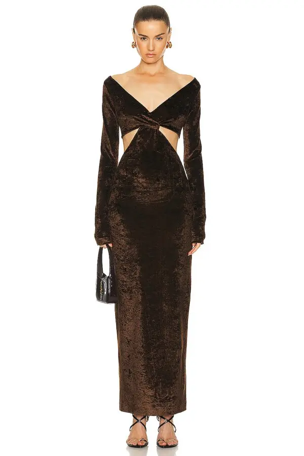 Nanushka Zanee Dress In Chocolate