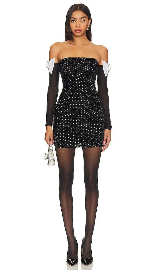 Majorelle Embellished Velvet Mini Dress With Sheer Sleeves