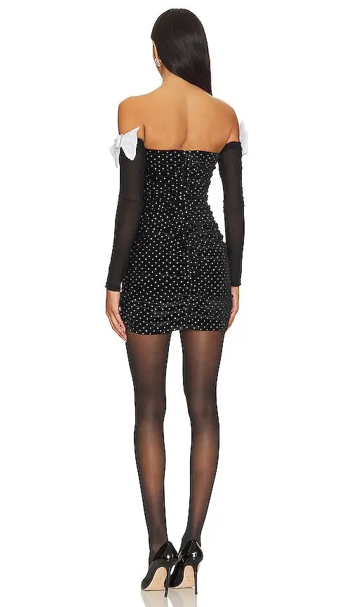 Majorelle Embellished Velvet Mini Dress With Sheer Sleeves