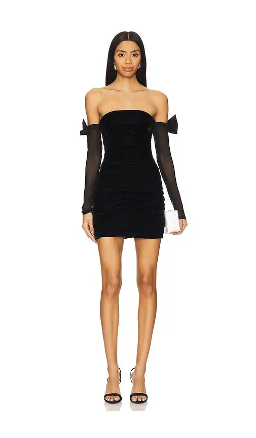 Majorelle Embellished Velvet Mini Dress With Sheer Sleeves