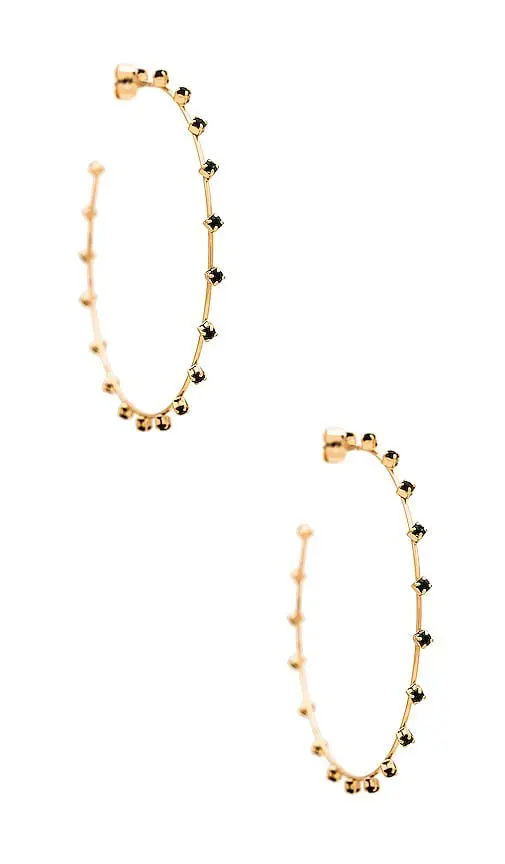Ettika Studded Hoop Earrings - Black Crystals