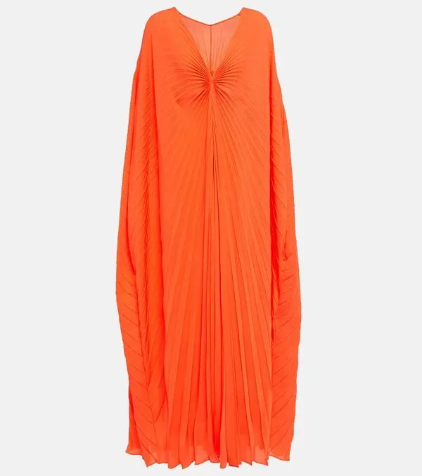 Valentino Garavani Pleated Silk Midi Dress