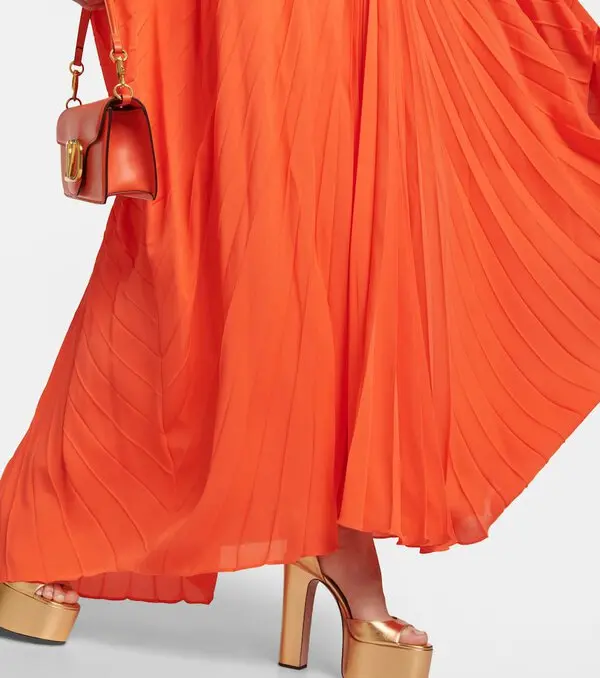 Valentino Garavani Pleated Silk Midi Dress