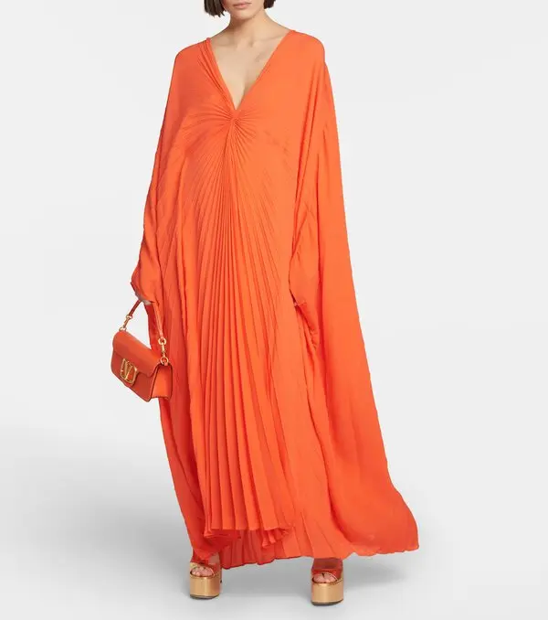 Valentino Garavani Pleated Silk Midi Dress