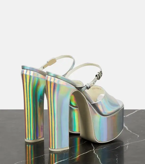 Valentino Garavani Vlogo Holographic Platform Sandals