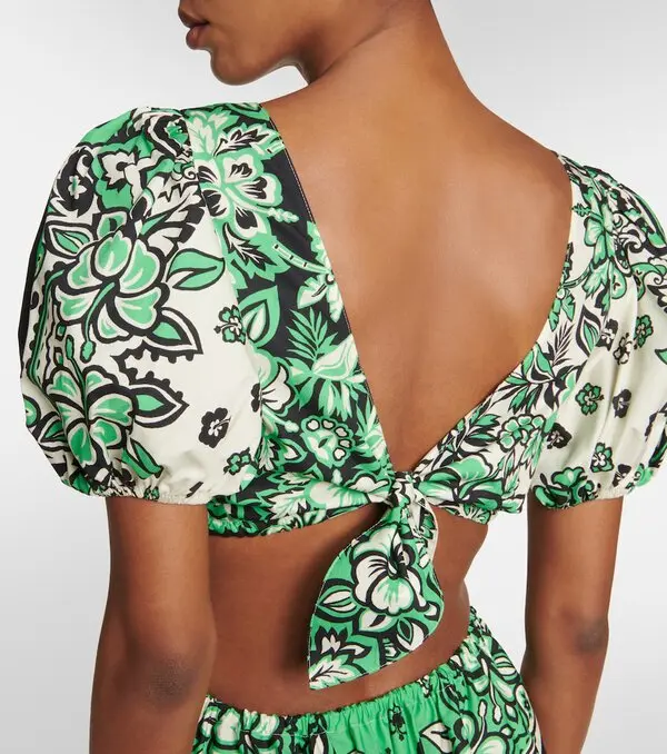 Red Valentino Printed Cotton Midi Dress In Green - 50% Off