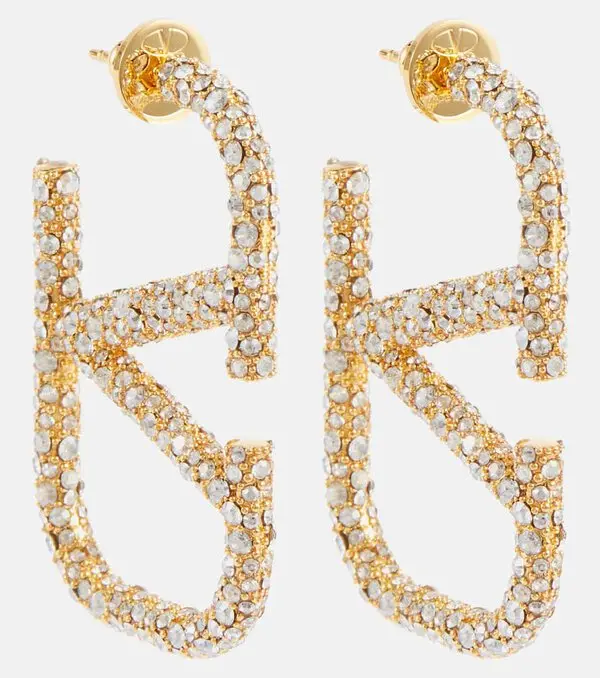 Valentino Garavani Vlogo Crystal-embellished Earrings - Gold