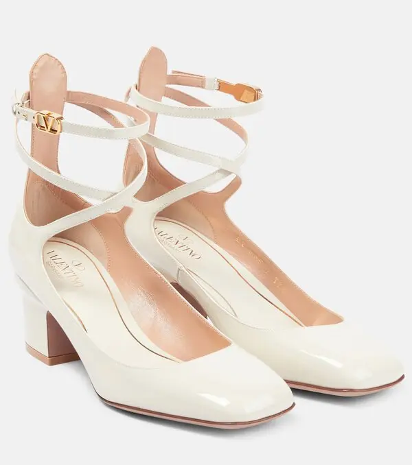 Valentino Garavani Tan-go Patent Leather Pumps - White