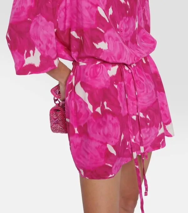 Valentino Garavani Belted Floral Silk Shirt Dress