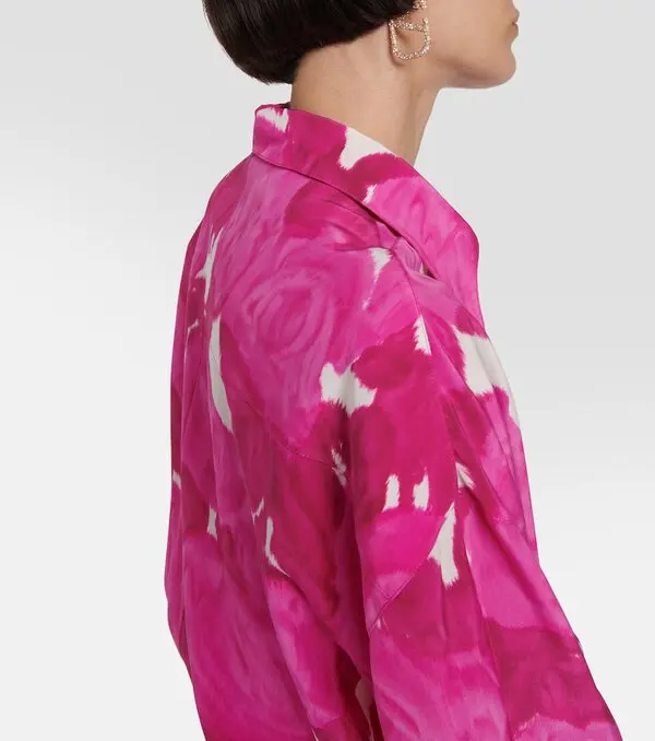 Valentino Garavani Belted Floral Silk Shirt Dress