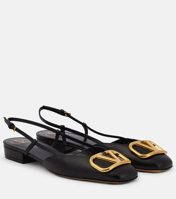 Valentino Garavani Vlogo Leather Slingback Flats