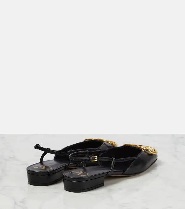 Valentino Garavani Vlogo Leather Slingback Flats