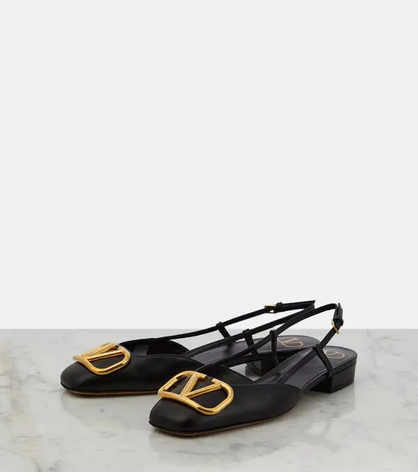 Valentino Garavani Vlogo Leather Slingback Flats