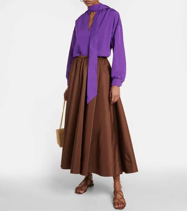 Valentino Garavani Pleated Midi Skirt - Beige