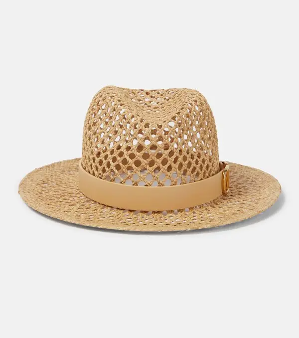 Valentino Garavani Vlogo Straw Panama Hat In Beige - 30% Off  display picture 3