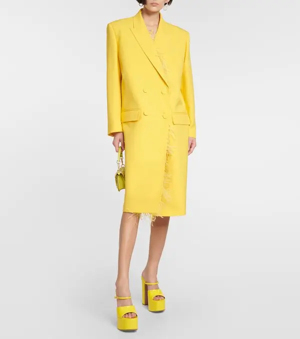 Valentino Garavani Feather-trimmed Virgin Wool Coat