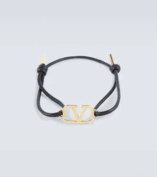 Valentino Garavani Vlogo Leather Bracelet - Black