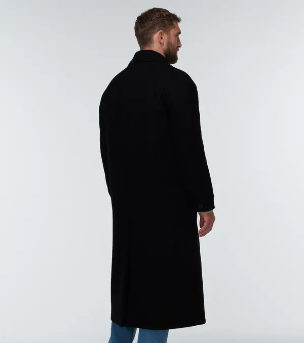Valentino Garavani Leather-trimmed Wool Overcoat