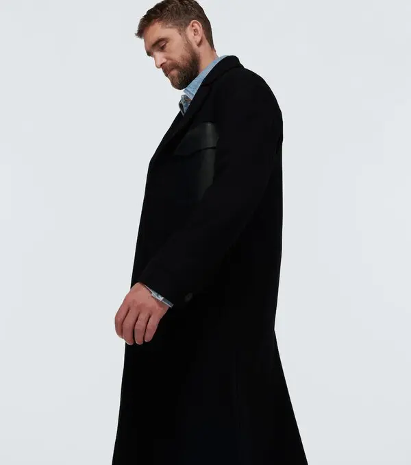 Valentino Garavani Leather-trimmed Wool Overcoat