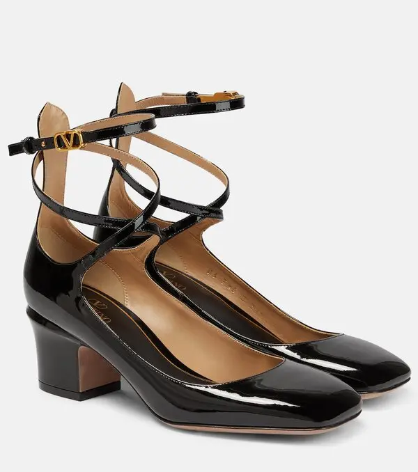 Valentino Garavani Tan-go 60 Patent Leather Pumps - Black