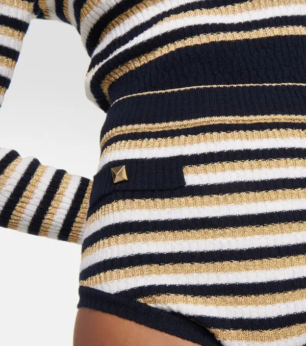 Valentino Garavani Roman Stud Striped Wool Shorts - Multicoloured