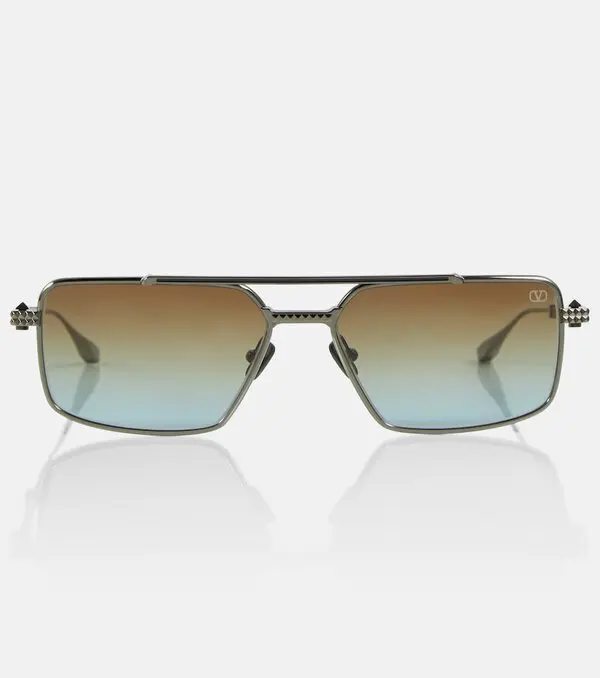 Valentino Garavani V-sei Aviator Sunglasses - Brown