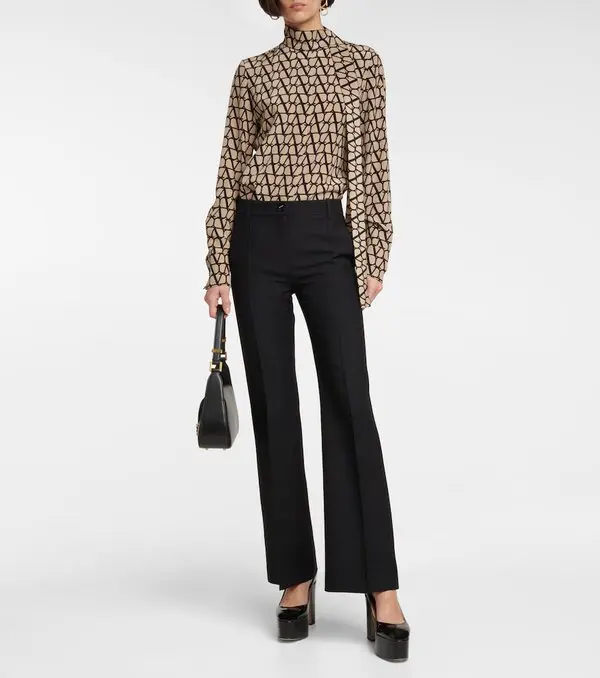 Valentino Garavani High-rise Wool And Silk Trousers